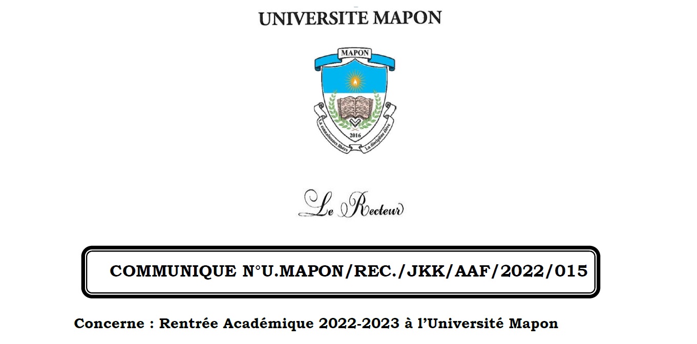 Rentrée Académique 2022-2023 - Université Mapon